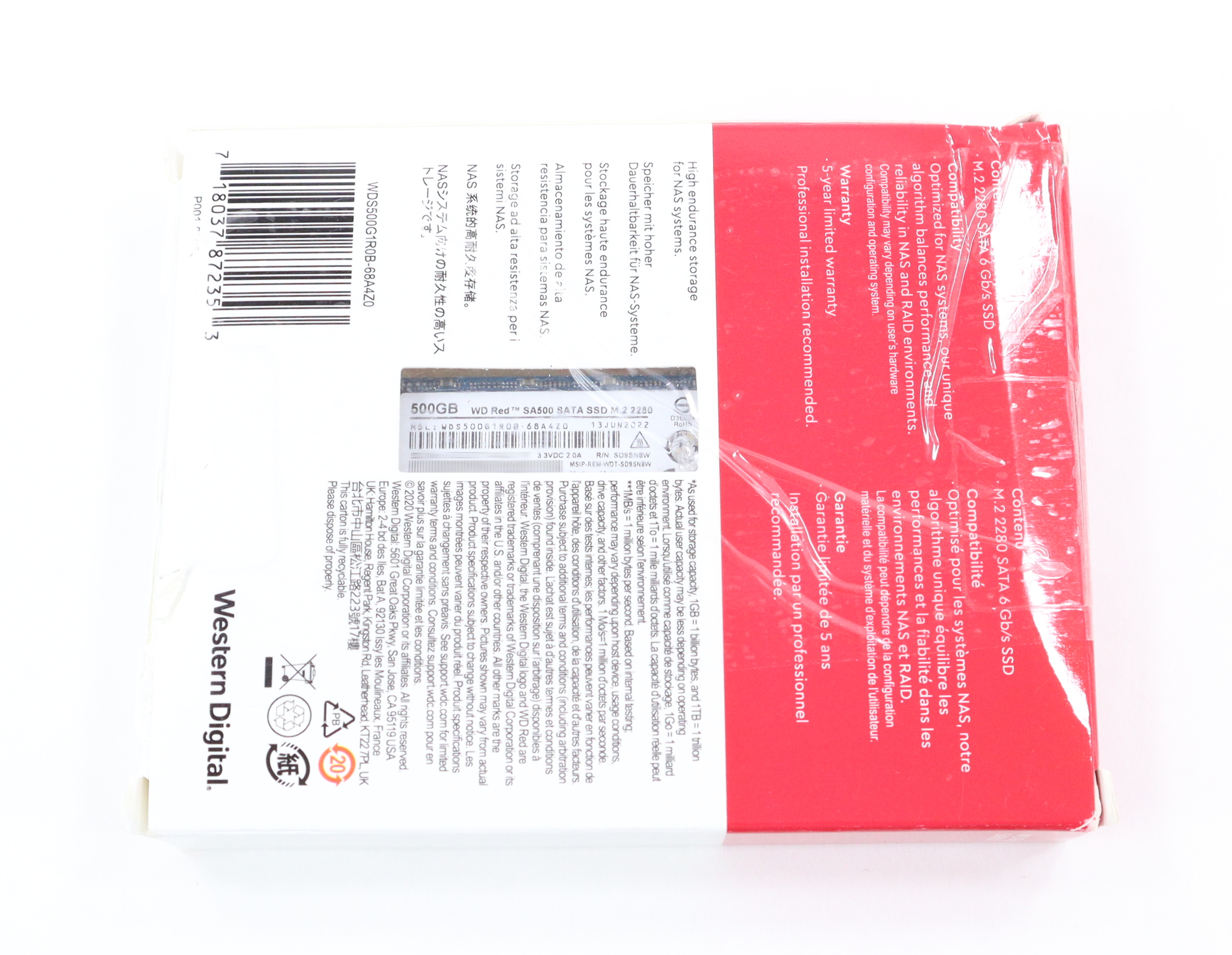 WD Red SA500 500GB WDS500G1R0B 68A4Z0 SSD M 2 2280 SATA 6Gb s