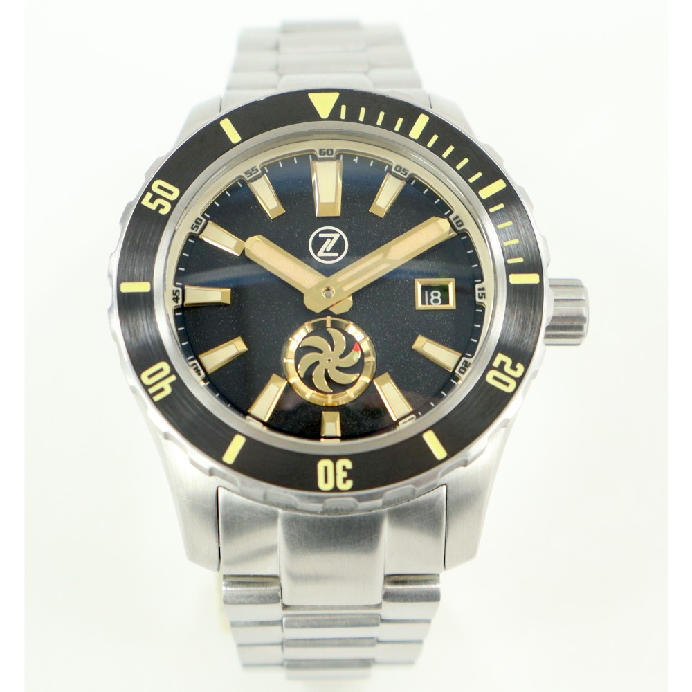 Zelos Abyss 3 3000m Steel Turbine Black Sand Dial Automatic Diver Men's ...