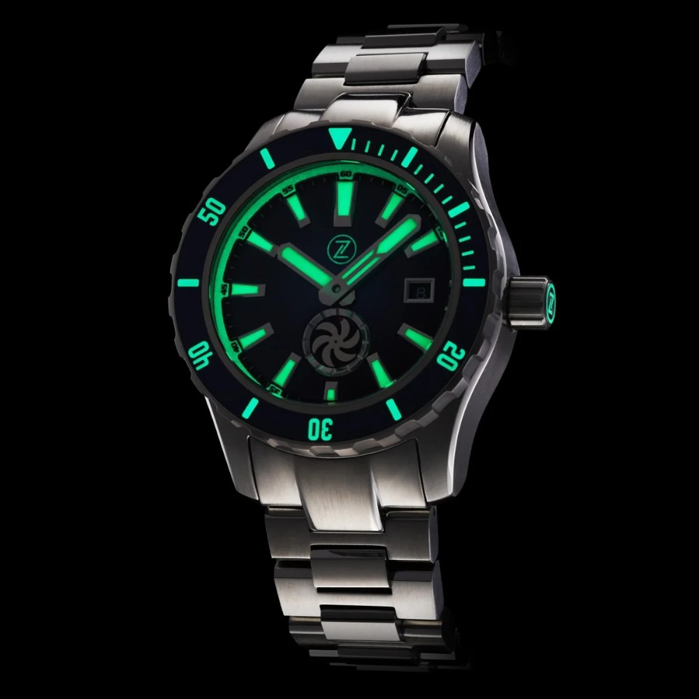 Zelos Abyss 3 3000m Steel Turbine Black Sand Dial Automatic Diver Men's ...