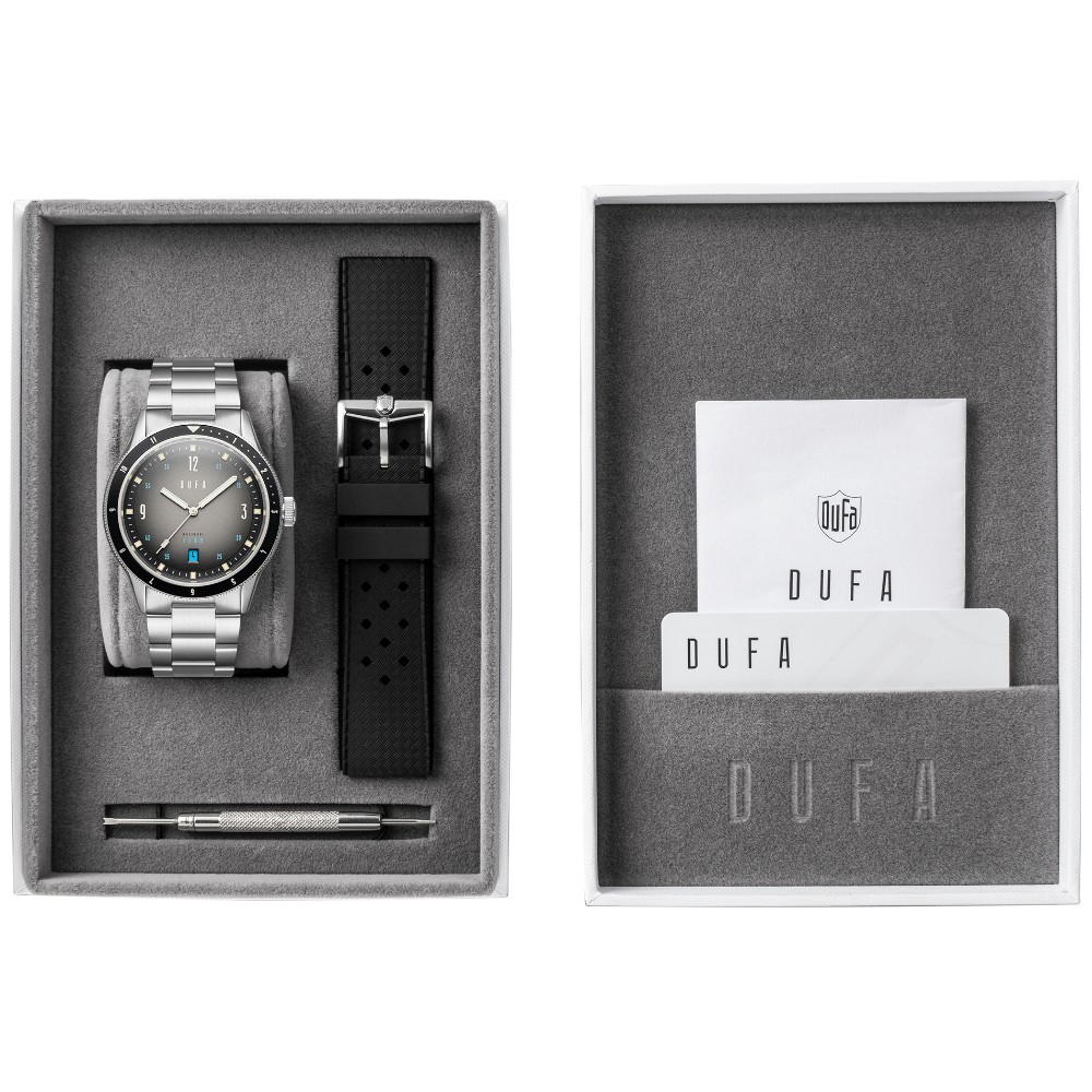 DuFa Sandblast Grey 41mm Automatic Diver Men's Watch 15ATM DF-9034-44 ...
