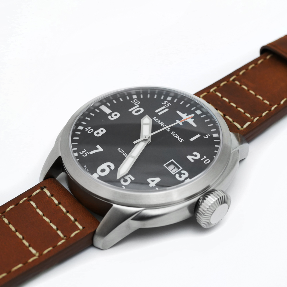 Marc & Sons Elegance Brown Professional Automatic Pilot Men's Watch ...