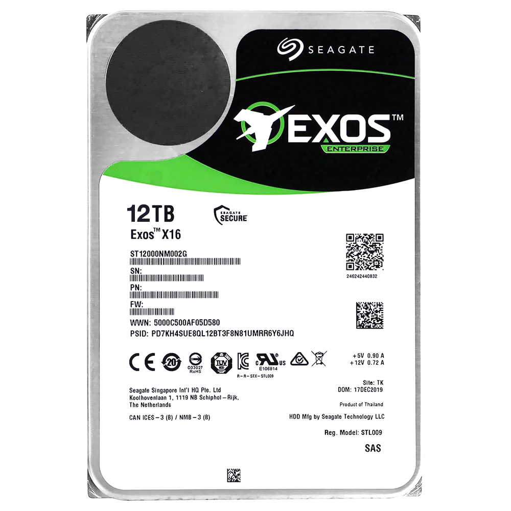 SEAGATE 12TB EXOS X16 512E SAS HDD Hard Drive ST12000NM002G ...